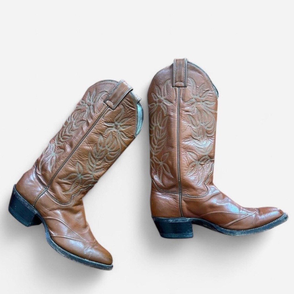 1970s Justin Boots With Heart Detail On Toe - Gem